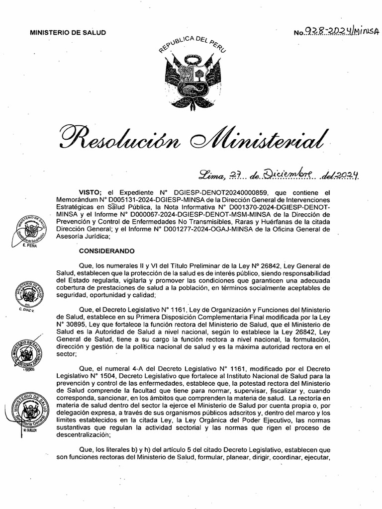 RM - 928 - 2024 - Minsa - Nts - 223 - Evaluacion y Calificación de Grado de Incapacidad Laboral ...