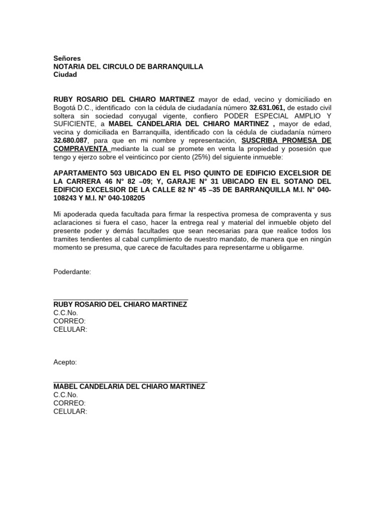 Poder para Promesa de Compraventa | PDF