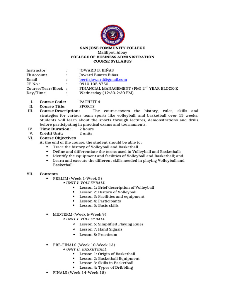 Pathfit 4 syllabus | PDF | Learning