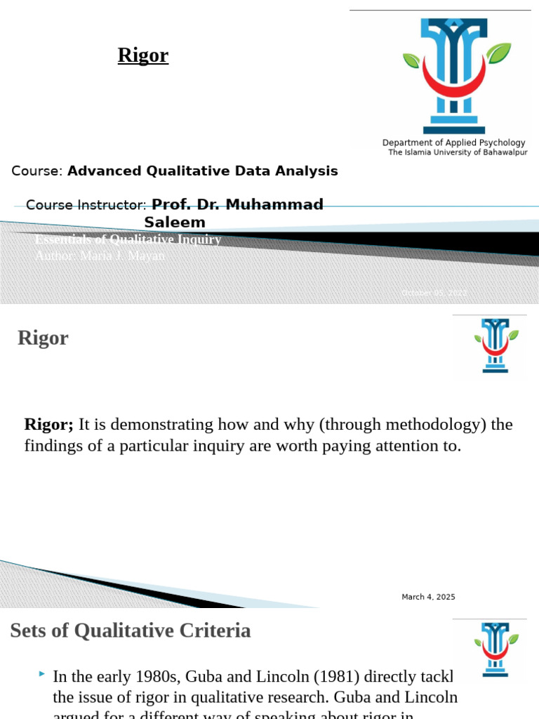 Rigor - Advanced Qualitative Data Analysis | PDF | Qualitative Research ...