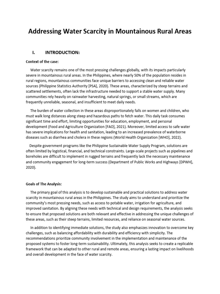 Addressing Water Scarcity in Mountainous Rural Area | PDF | Water ...