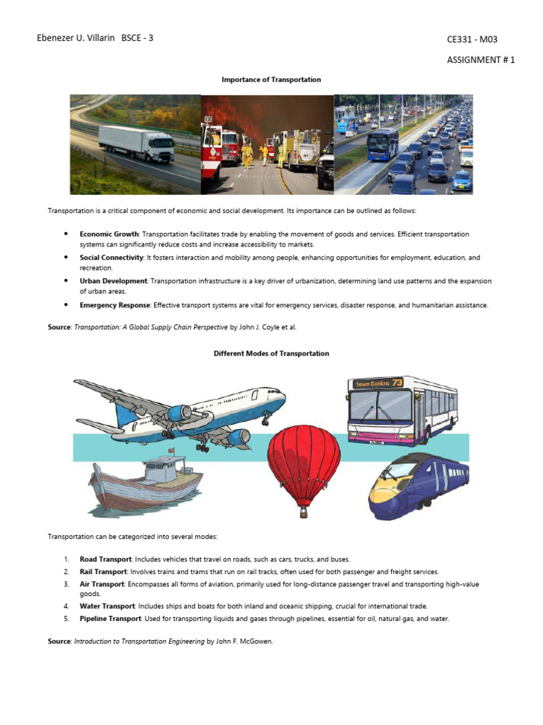 CE331 - ASSIGNMENT #1 - Villarin - MO3 | PDF | Transport | Mode Of ...