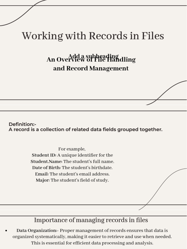 Working with records in File | PDF | Computer File | Text File