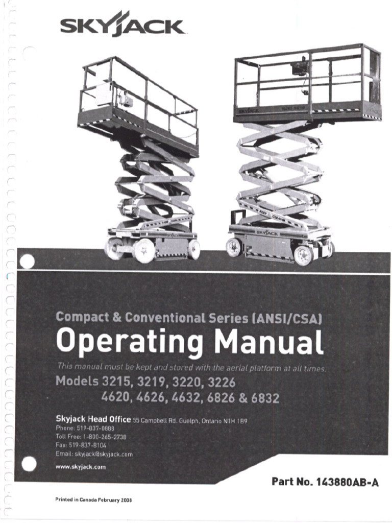 Skyjack Scissor Lift Operating Manual | PDF