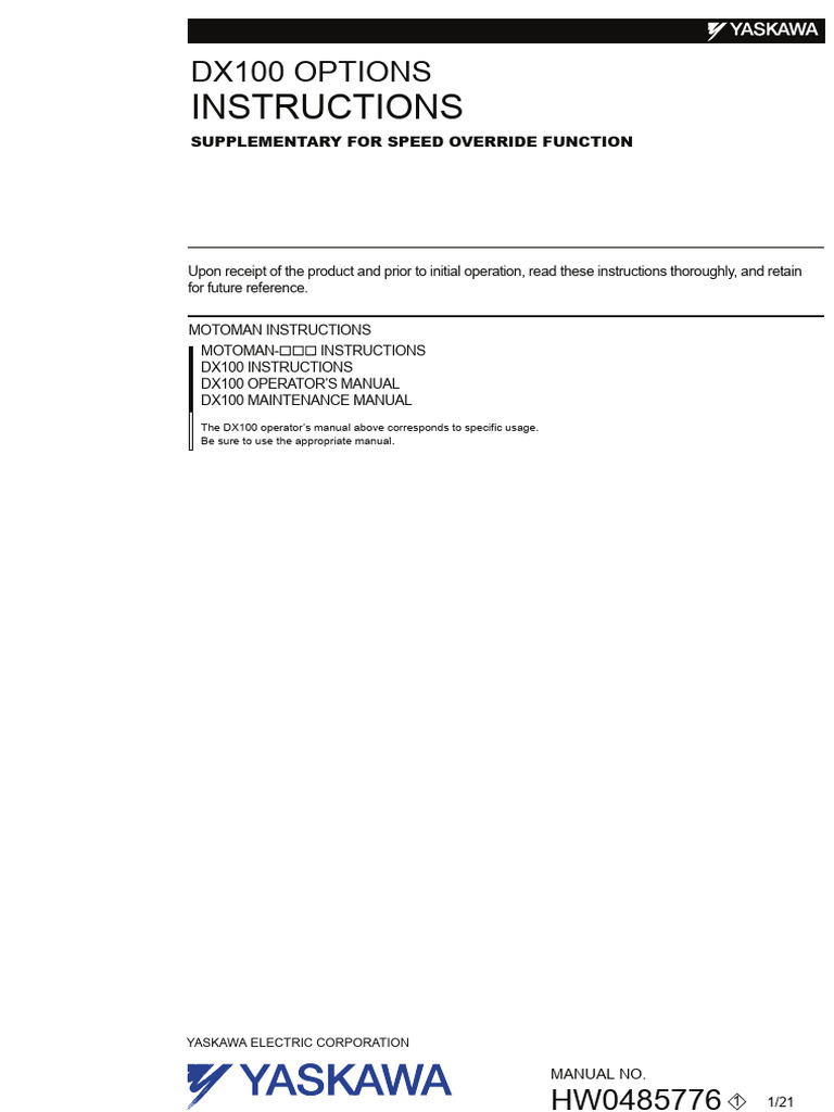 157303-1 DX100 Option-Speed Override Function | PDF | Parameter (Computer Programming ...