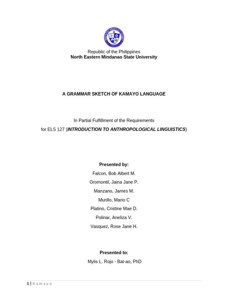 Grammar Sketch Format | PDF | Vowel | Consonant