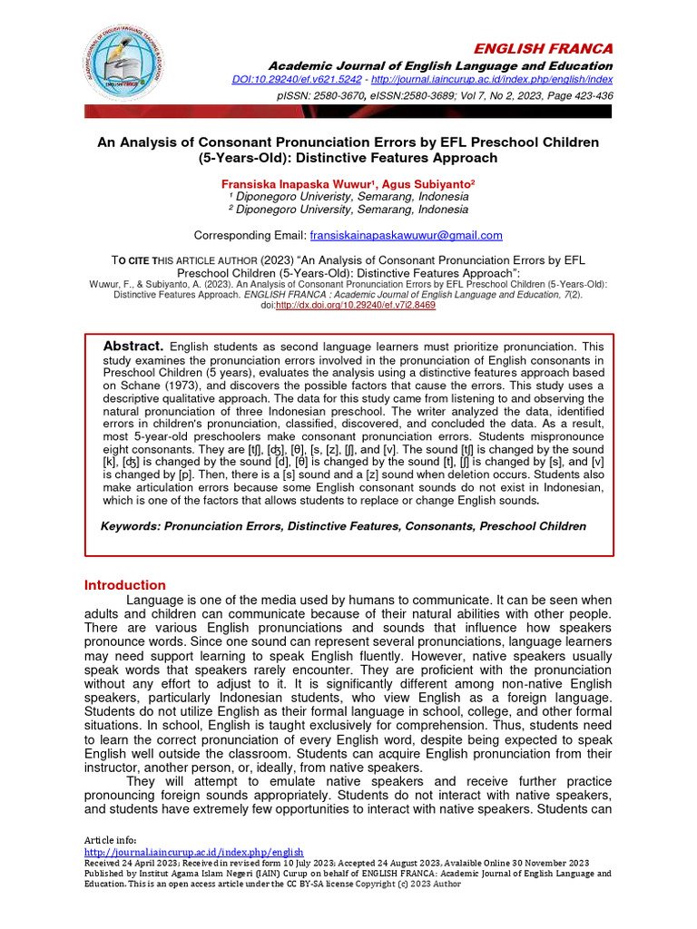 An Analysis of Consonant Pronunciation | PDF | Phoneme | Phonology