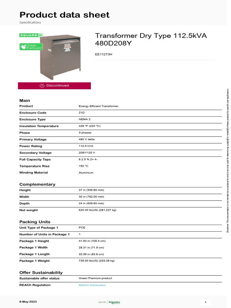 Low Voltage Distribution Transformers - Single Phase - EE112T3H | PDF ...