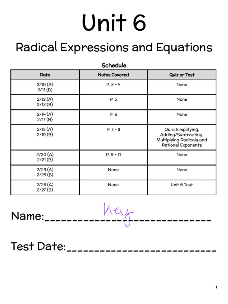 KEY Adv. Algebra 2 Unit Six Notes | PDF | Numbers | Multiplication