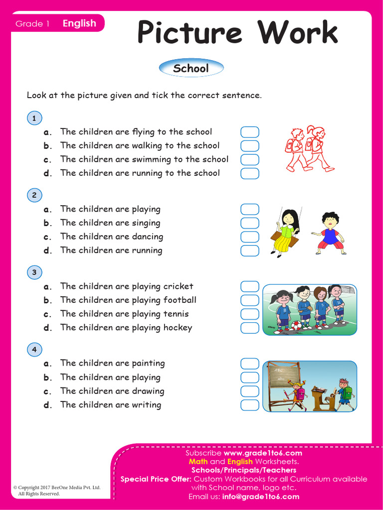 Picture Matching Exercise Grade 1 | PDF