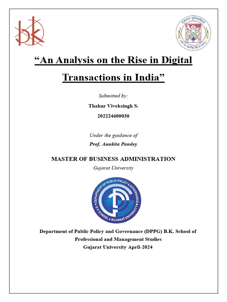 An Analysis On The Rise in Digital Transactions in India 1 | PDF ...