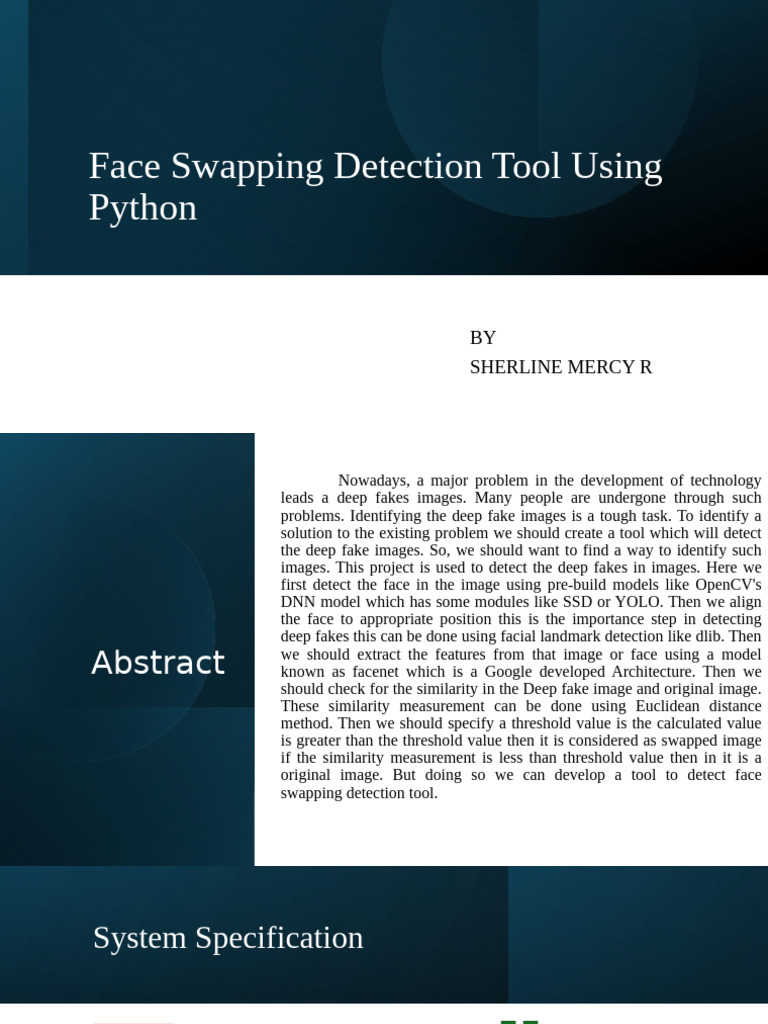 Face Swapping Detection Tool Using Python Review 2 (1) | PDF | Deep Learning | Computing