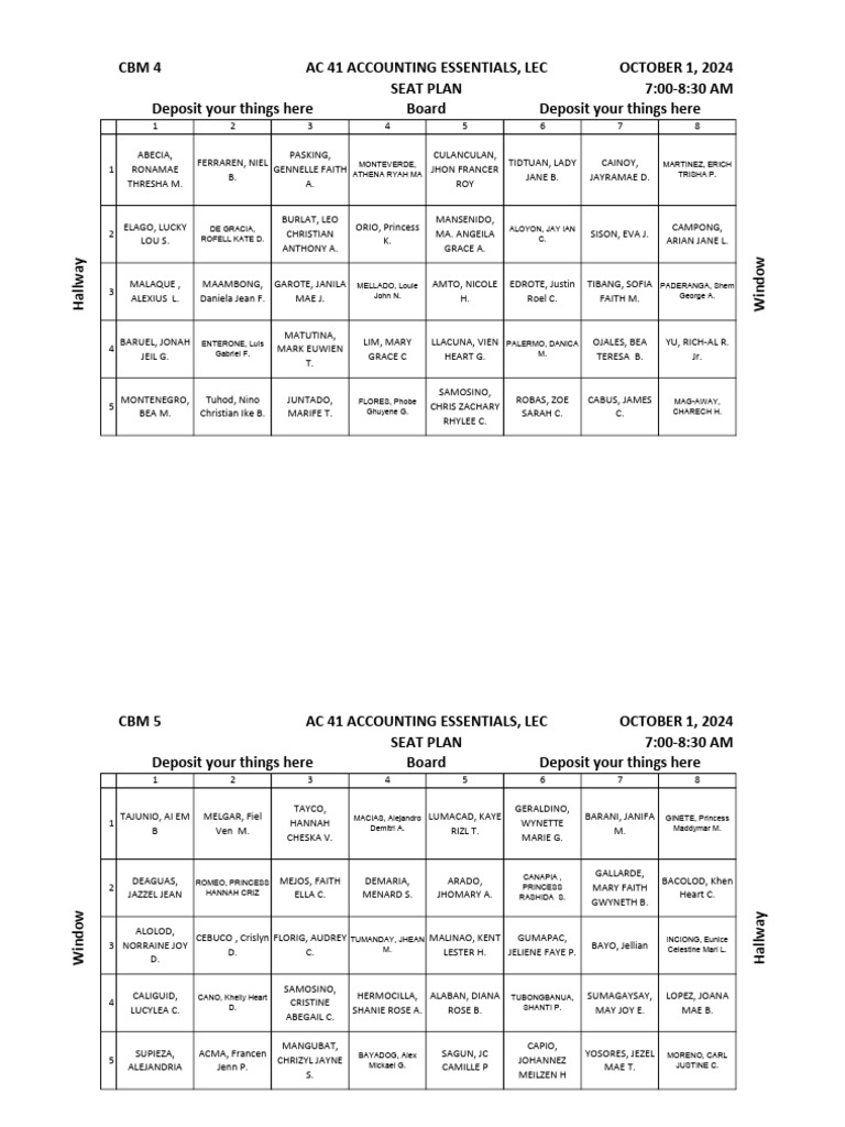 AC41 Lec Seatplan | PDF