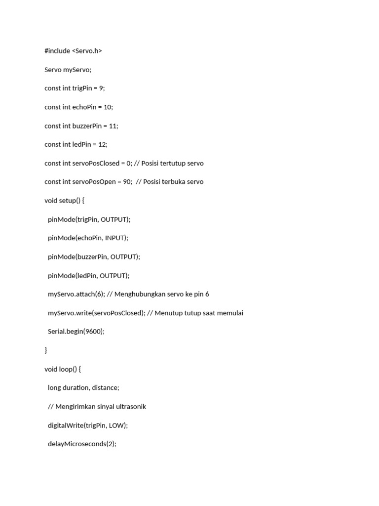 Tong Sampah Otomatis dengan Arduino Nano | PDF