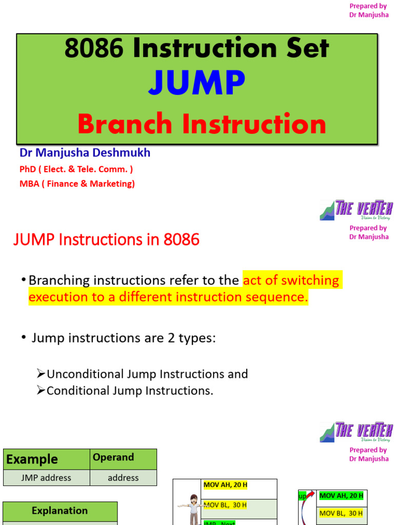 8086 Jump Instructions 12 G | PDF | Central Processing Unit | Computer Hardware