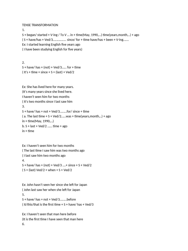 Tense Transformation | PDF