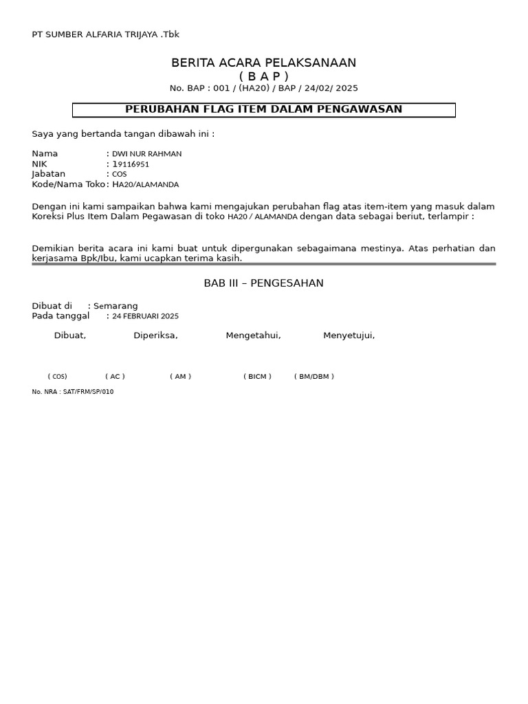 Bap Dalam Pengawasan | PDF