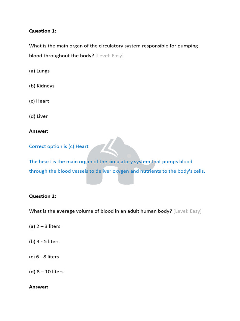 Circulatory System_Solutions | PDF | Circulatory System | Vein