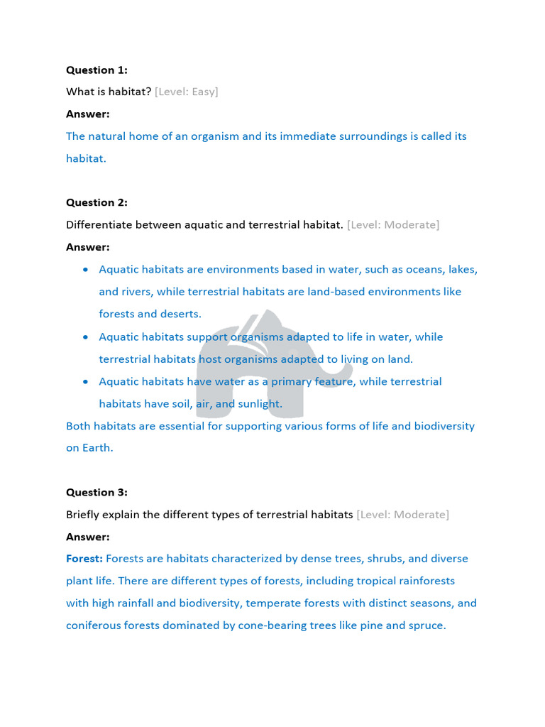 Class 6 Biology: Habitat & Adaptation Guide | PDF | Habitat | Forests