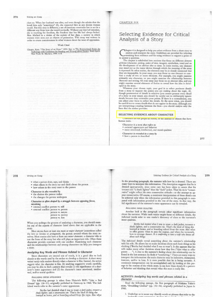 NEW - Selecting Evidence For Critical Analysis of A Story | PDF