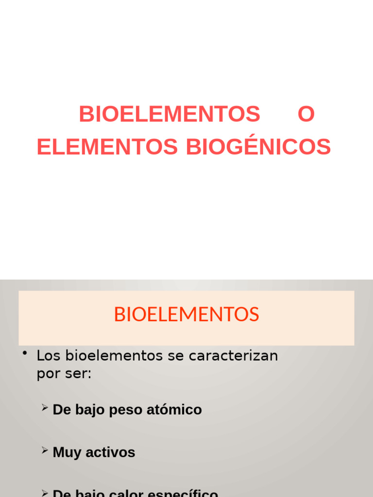 Bioelementos: Tipos y Funciones Esenciales | PDF | Biofísica Molecular ...
