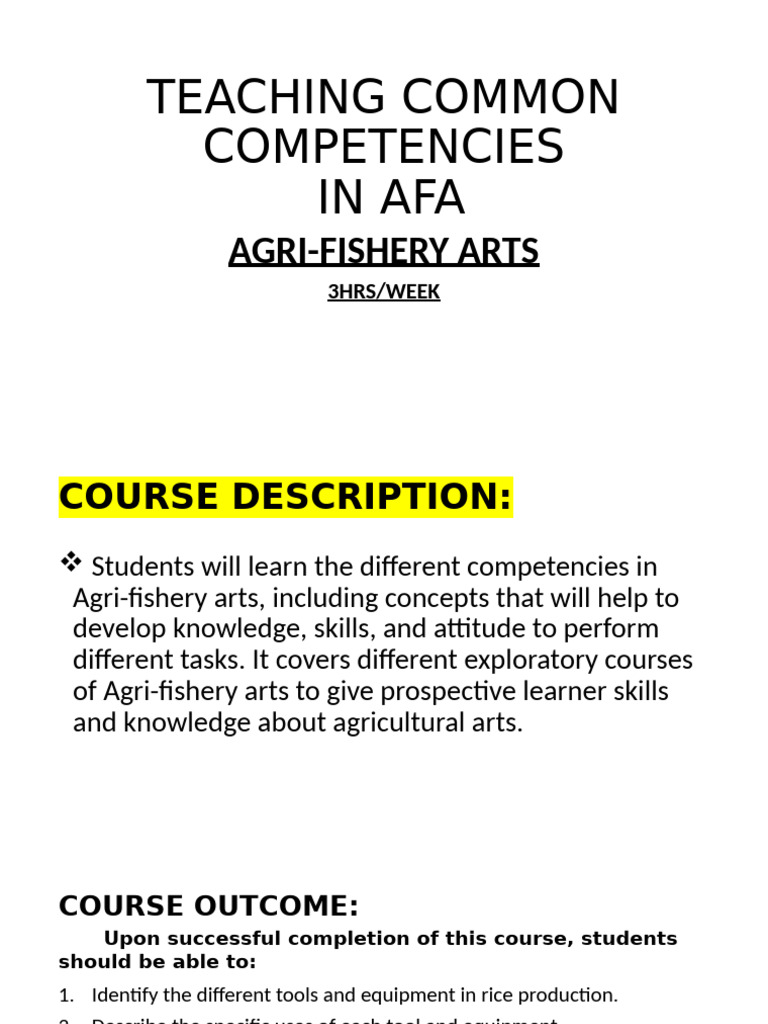 Teaching Common Competencies in Afa | PDF | Agricultural Machinery | Plough
