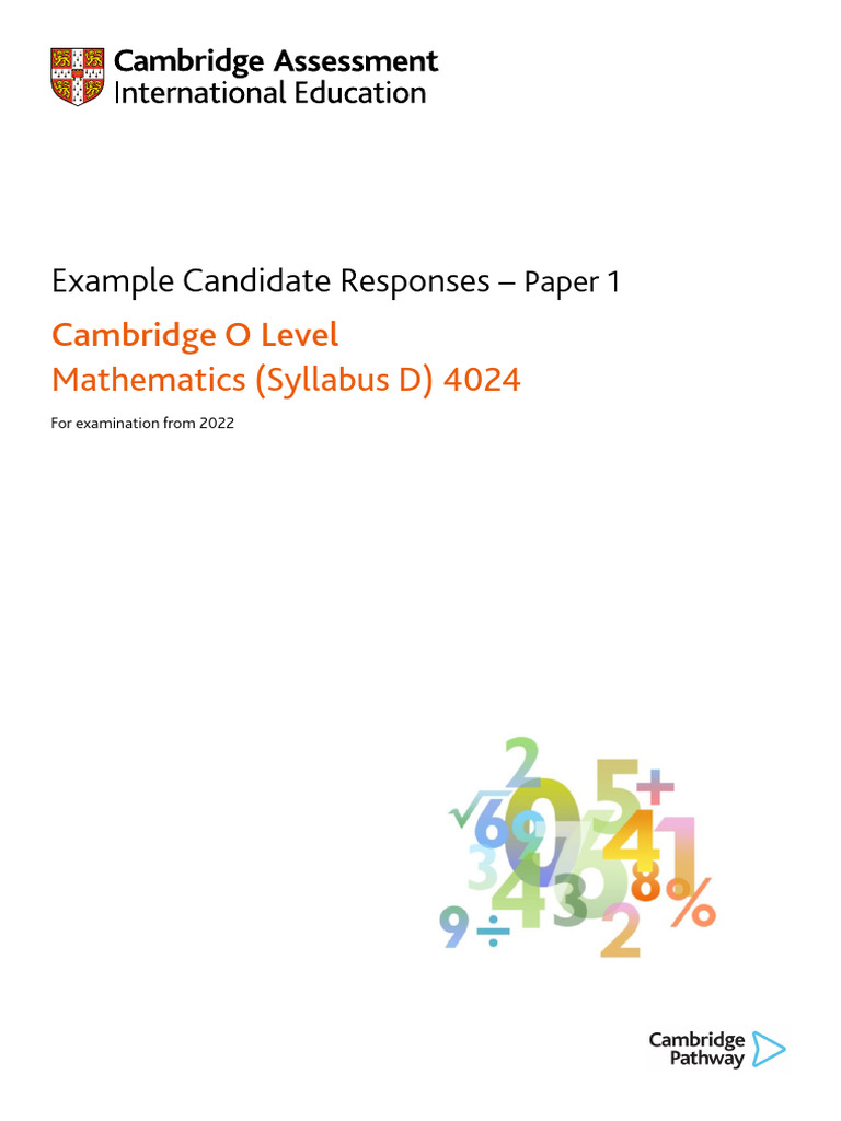 4024 Example Candidate Responses Paper 1 (For Examination From 2018 ...
