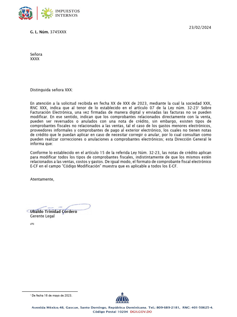 Consulta 8-Comprobantes Fiscales - Modificación NCF | PDF