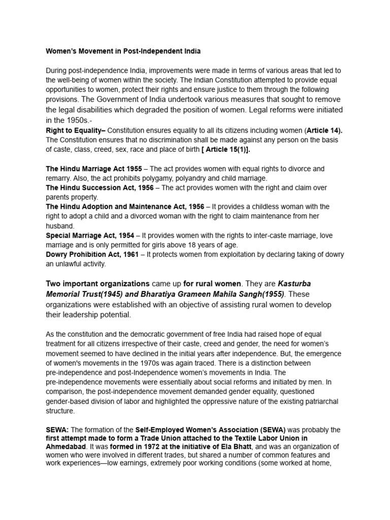 Post-Independent-Women's Movement | PDF | Marriage
