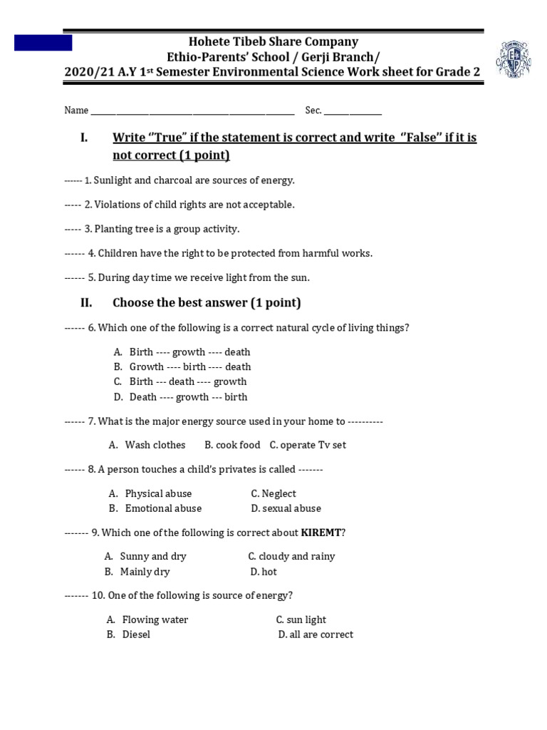 Grade 2 Environmental Science Worksheet | PDF | Pupa | Insects