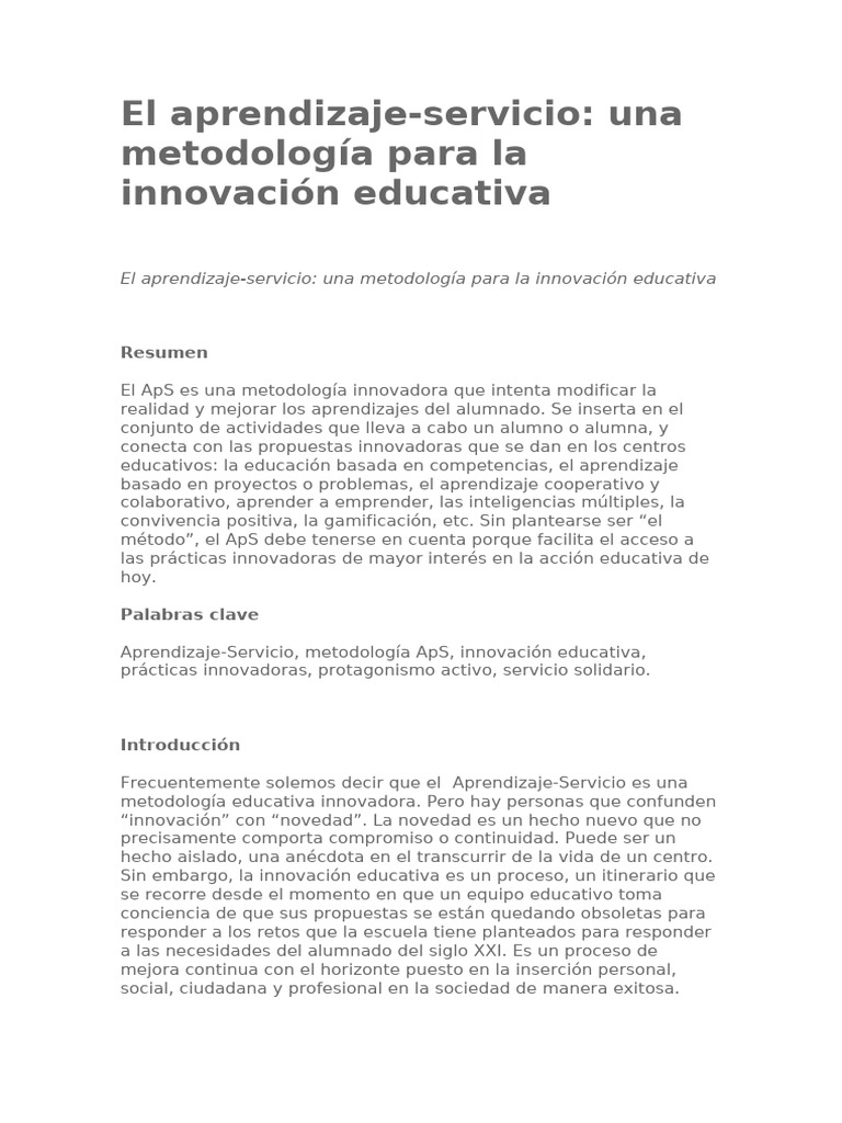 Aprendizaje Servicio | PDF | Sevicio de aprendizaje | Aprendizaje