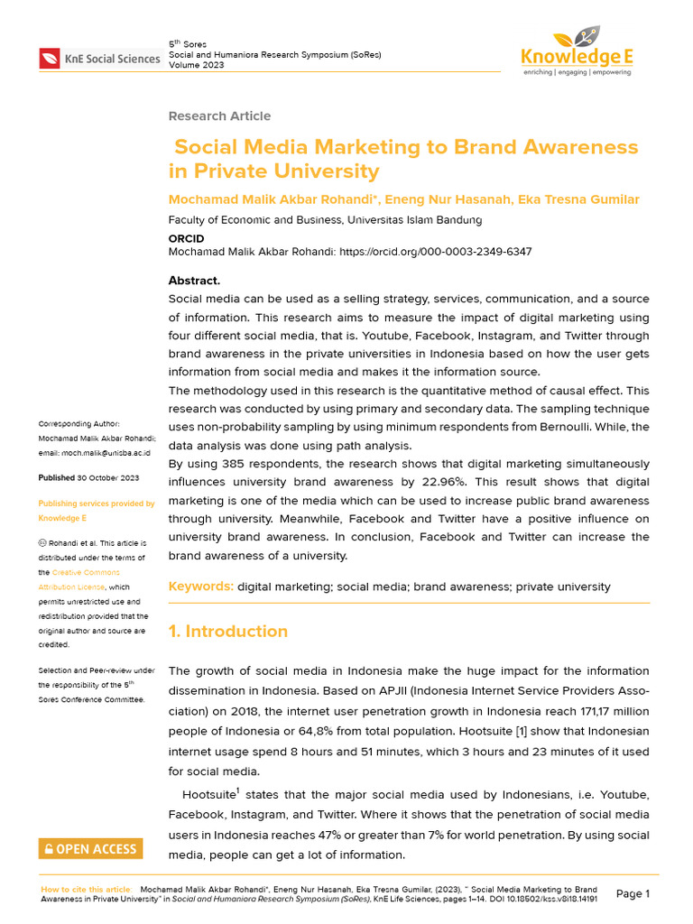 Social Media Marketing To Brand Awareness R | PDF | Social Media ...
