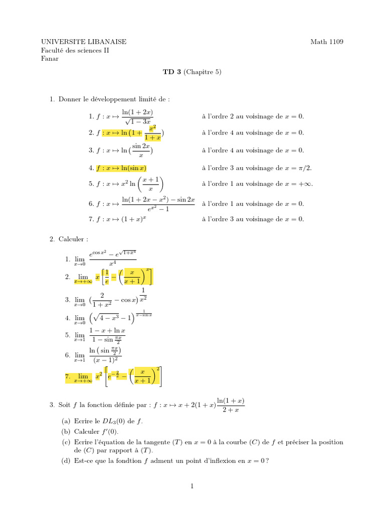 Développements Limités et Limites en Mathématiques | PDF | Asymptote ...