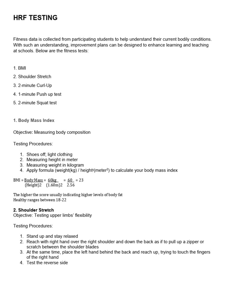 Student Fitness Assessment Tests | PDF | Body Mass Index | Finger
