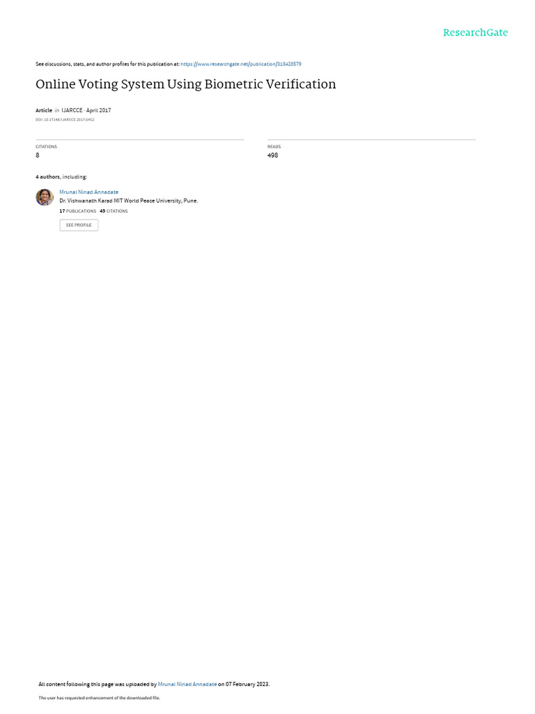 Online Voting System Using Biometric Verification | PDF | Ballot | Electronic Voting