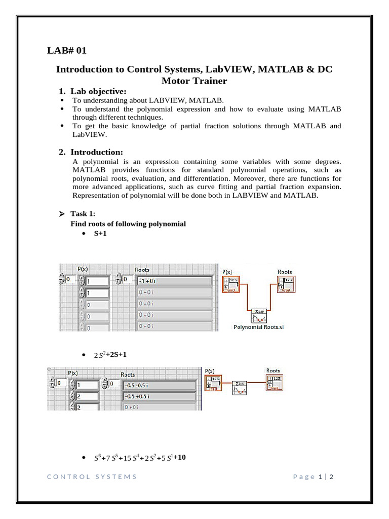 Control Systems Lab: MATLAB & LabVIEW | PDF