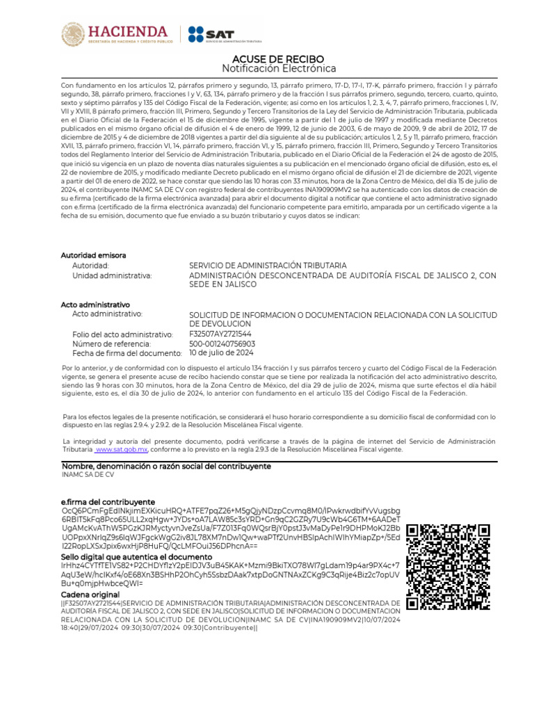 acuse de notificacion 05-2024 | PDF | Gobierno