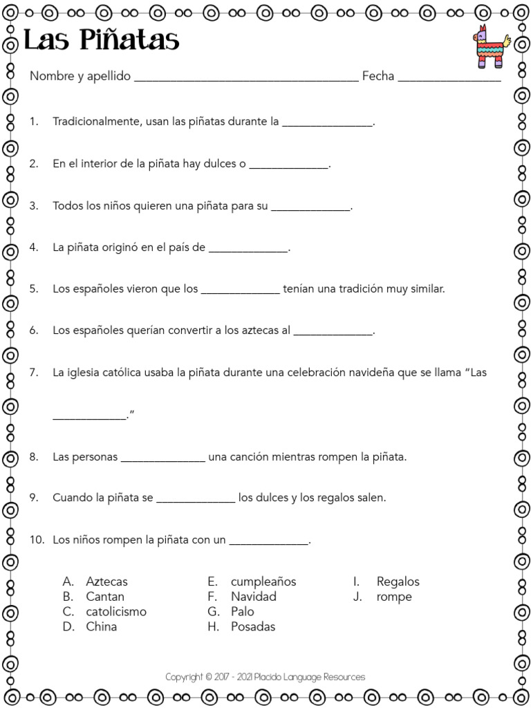 Pinatas Sheet | PDF