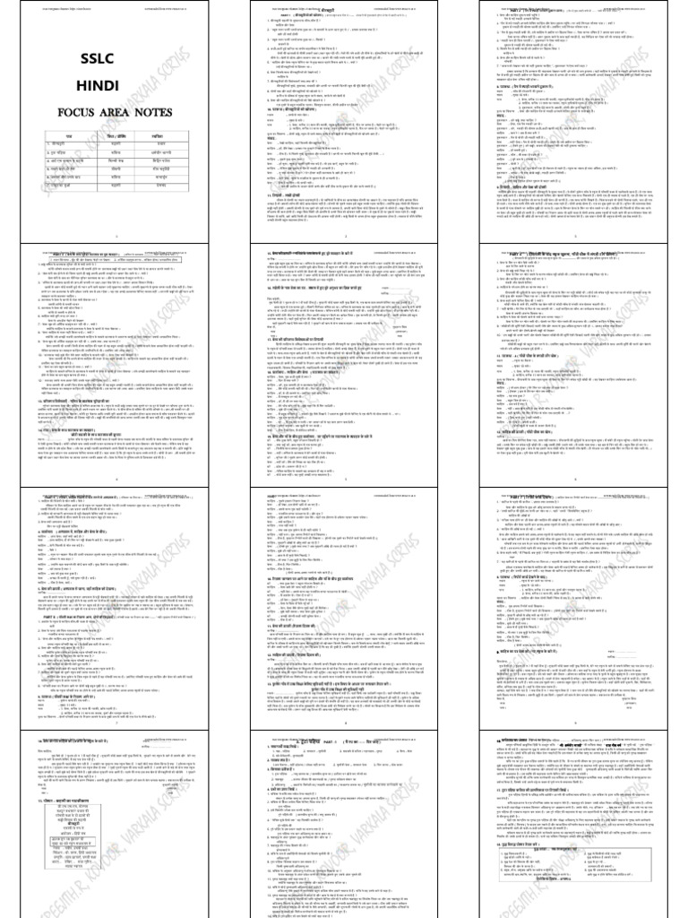 Hsslive-class 10-Sslc Hindi Focus Area Notes-2022 - Converted | PDF