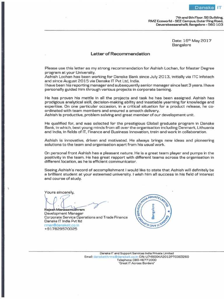 Sample LOR (Work) | PDF