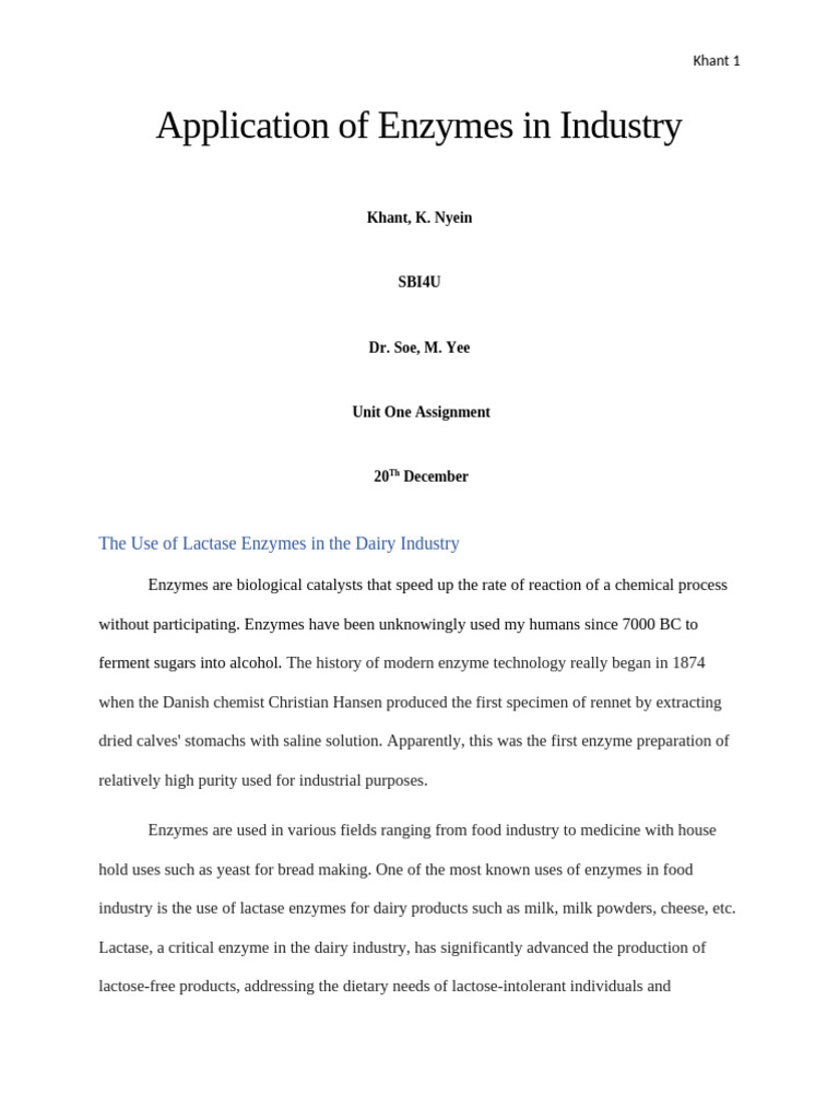 Application of Enzymes in Industry | PDF | Milk