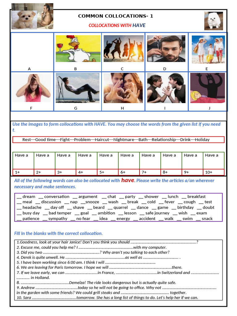 Common Collocations with "Have" | PDF