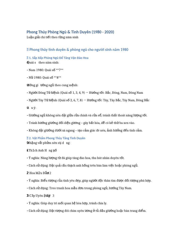 Phong_Thuy_Phong_Ngu_Tinh_Duyen_Quai_So_Chi_Tiet_1980_2020 (1) | PDF