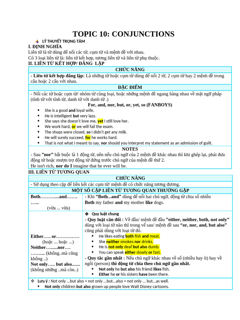 Topic 10. Conjunctions | PDF