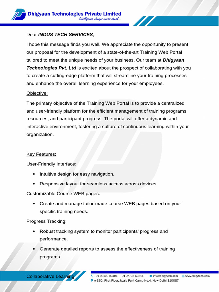 Buisness Proposal Dhigyaan | PDF | Usability | World Wide Web