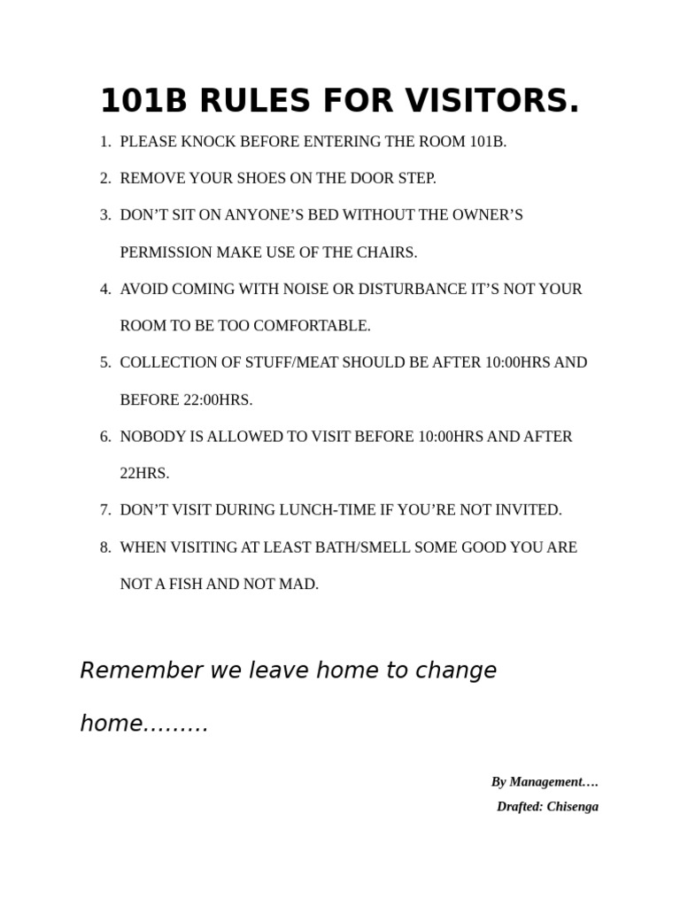 101b Rules For Visitors | PDF