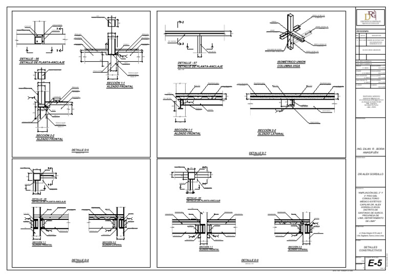 Isométrico Union Columna-Viga Detalle de Planta-Anclaje Detalle - 06 ...