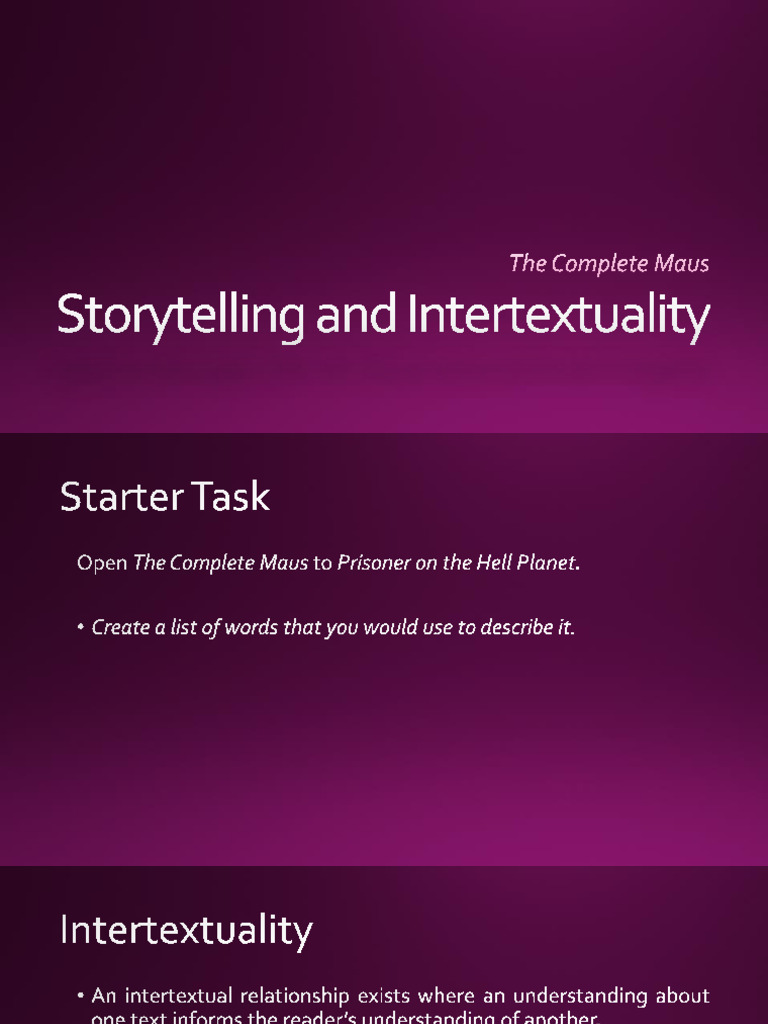 Storytelling and Intertextuality | PDF