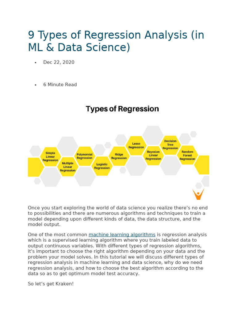 9 Types of Regression Analysis | PDF | Linear Regression | Regression Analysis