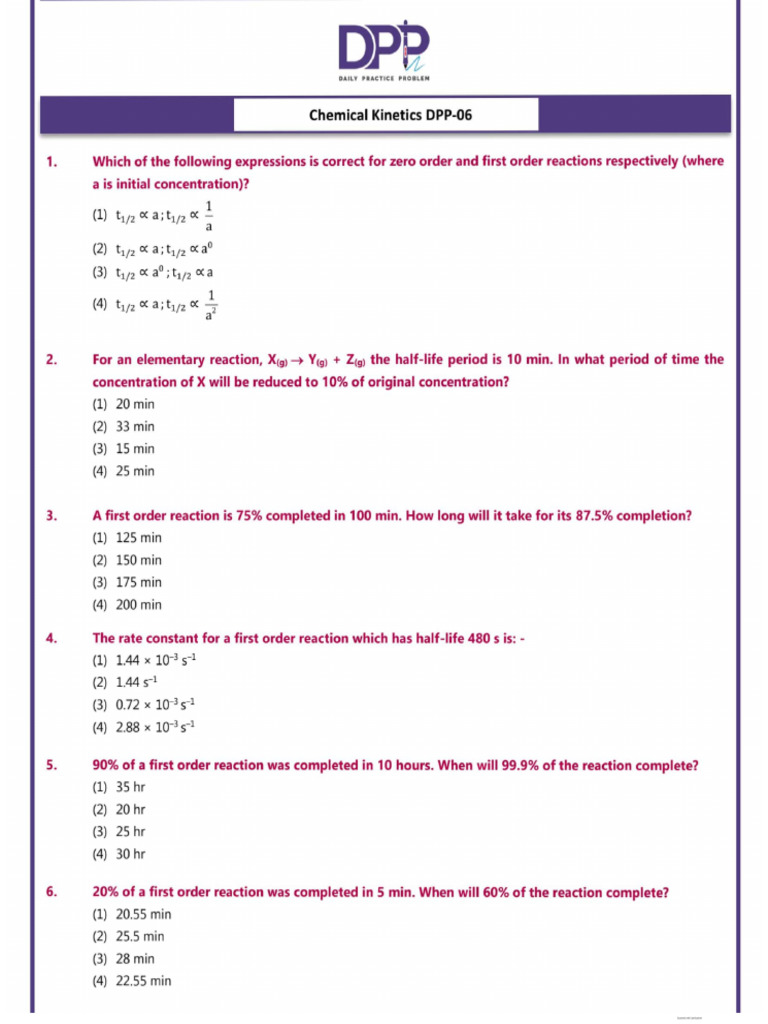 DPP 06 Questions | PDF